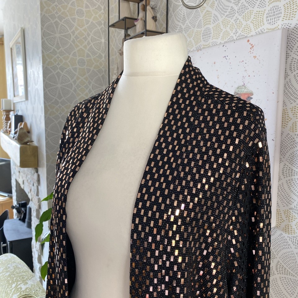 Navabi @ Evans Ella Sparkle Bolero Jacket Size 22 24 Black Gold ...