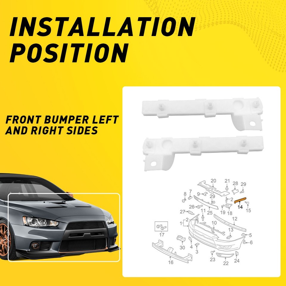 A 2PCS Front Bumper Bracket Fit 08-17 Mitsubishi Lancer 6400F550 ...