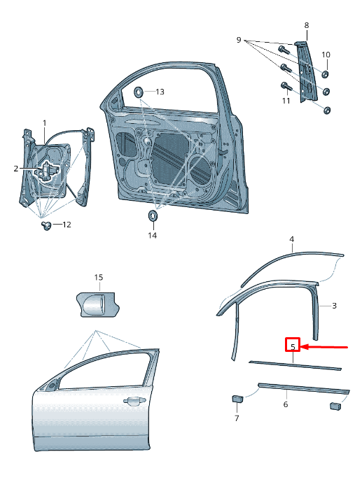 SKODA SUPERB MK2 3T Front Left Outer Window Aperture Seal 3T0837475A ...