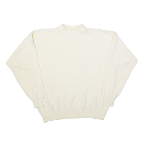 Patterned Jumper Cream Tight Knit Wool Womens M | eBay