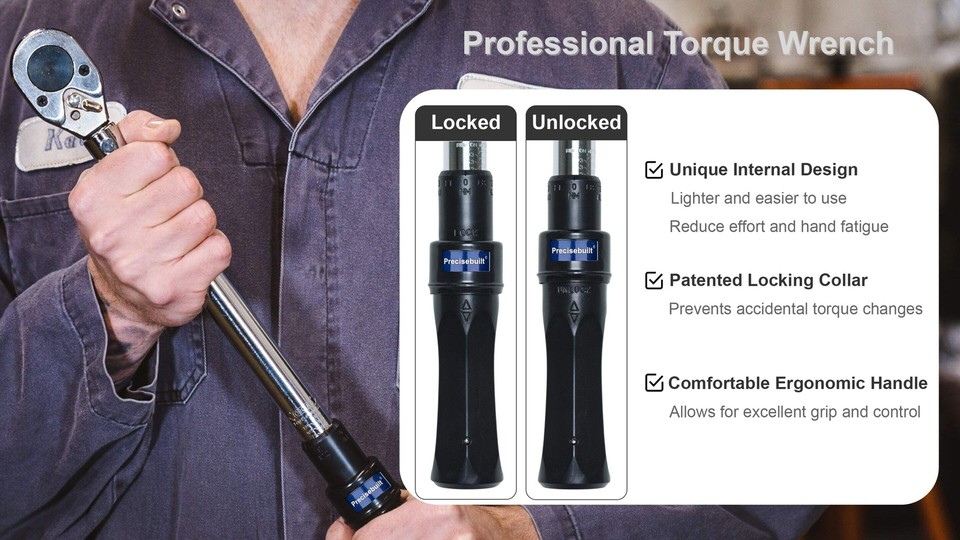 Precisebuilt 1/2" Drive 25-250 ft-lb (Nm) Dual-Direction Click Pro Torque Wrench | eBay