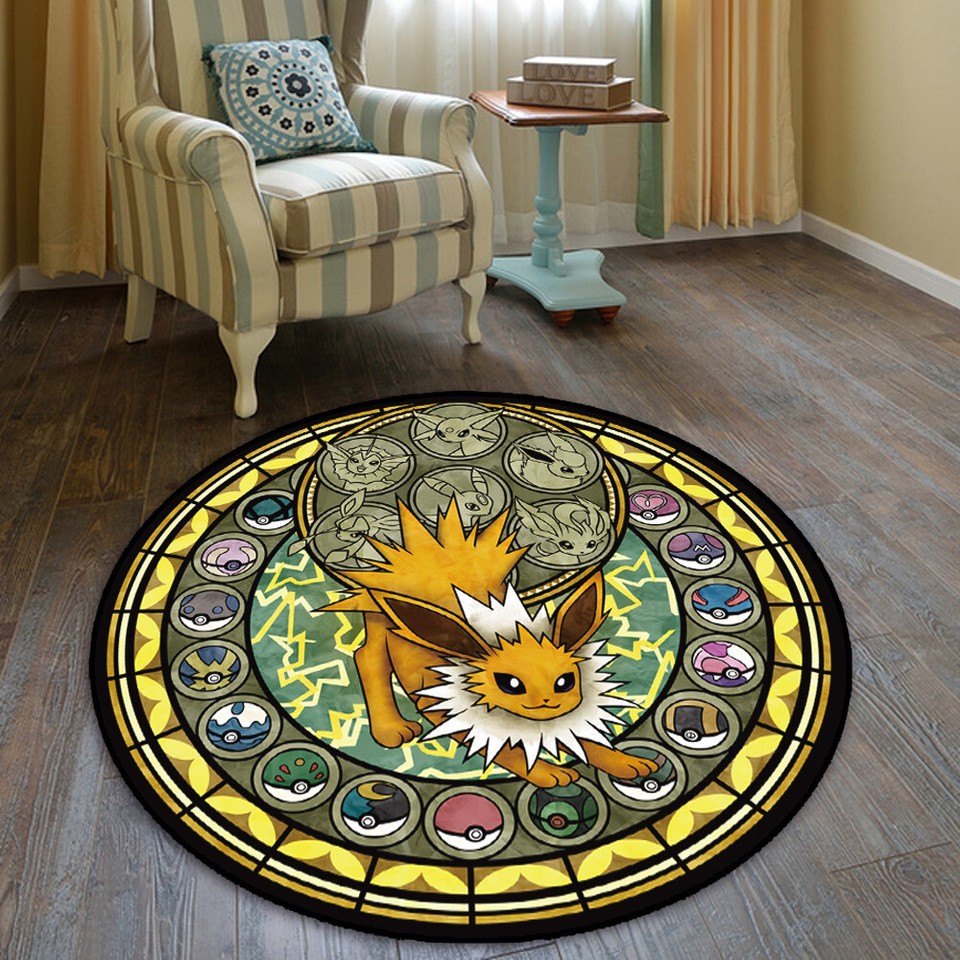 Pokemon Eevee Cute Anime Manga Plush Floor Rug Carpet Room Doormat Non ...