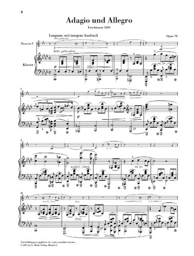 Robert Schumann Adagio and Allegro, Op. 70 Horn and Piano | eBay