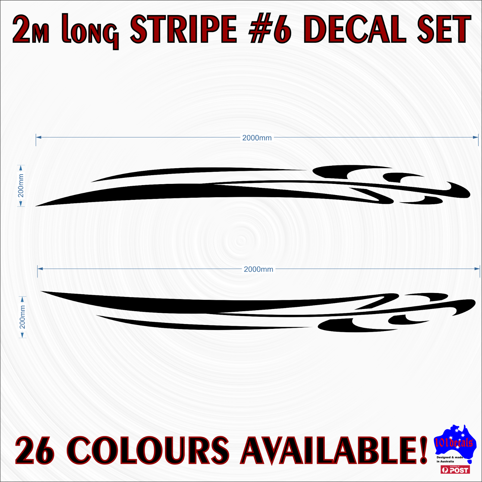 2m Stripe #6 decal sticker set graphics.Caravan,campervan,motorhome,car ...
