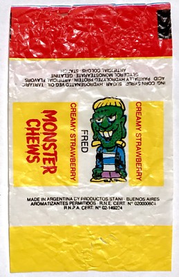 Vintage 1984 MONSTER CHEWS Chewy Candy Container FRED Wax Wrapper ...
