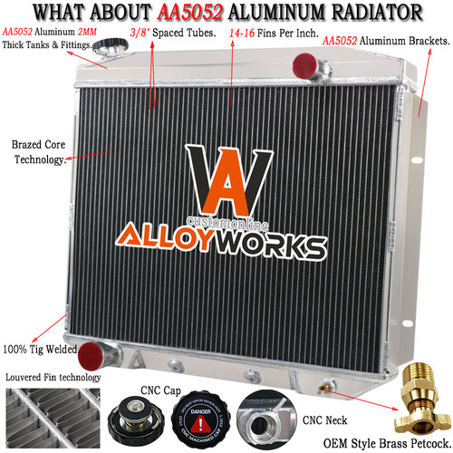 4 Core Aluminum Radiator For 1957-1959 Ford Fairlane Ranchero / Mercury ...