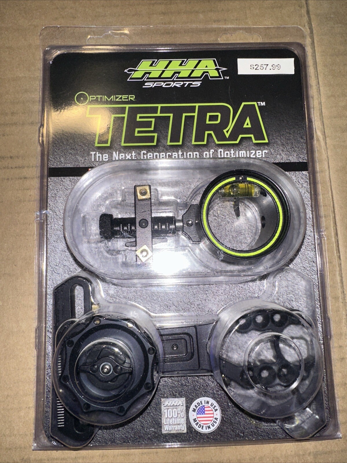 New HHA Sports Tetra Archery Bow Sight TTR-5519 .019 1 pin 1.625" Scope ...