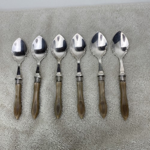 Set of 6 Made in England Silver-Plate EPNS Dessert Spoons with Bakelite ...