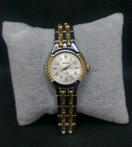 Geneva Womens Fashion Quartz Watch 2 Tone Silver & Textured Gold New ...