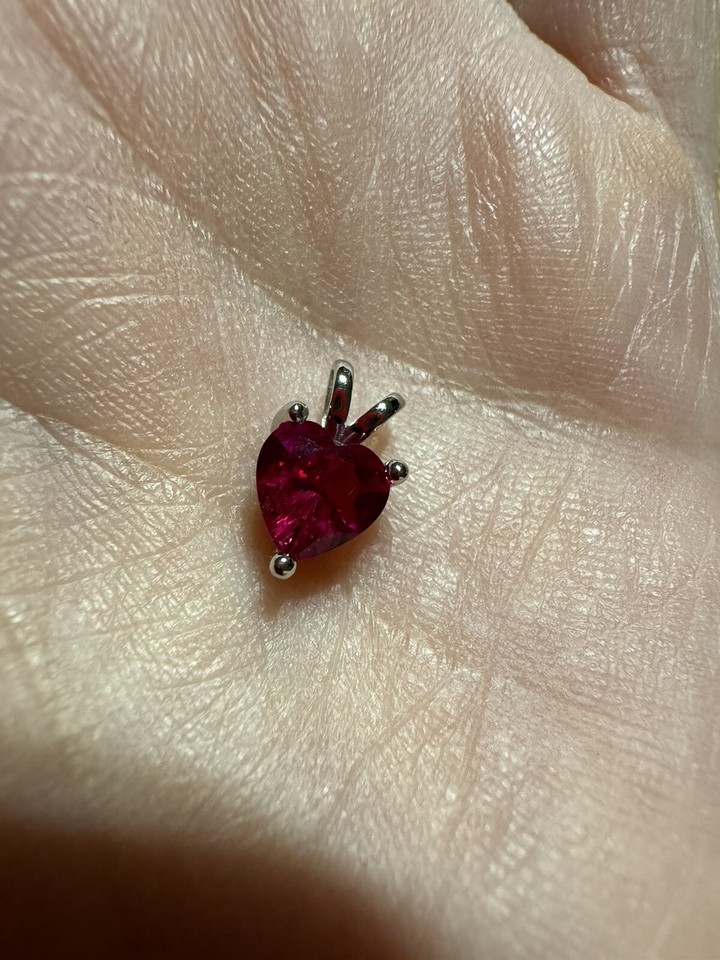 red ruby heart pendant sterling silver | eBay