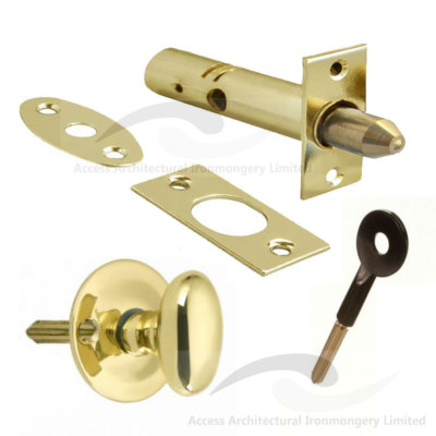Door Rack Bolts For Added Security Brass Finish Optional Thumb Turn or ...