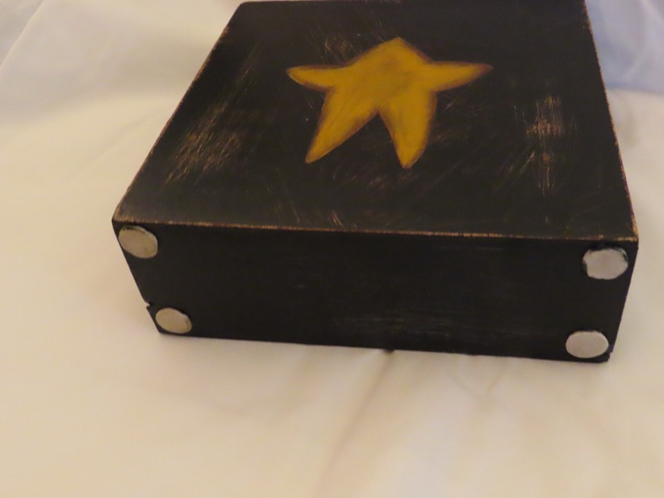 Primitive Wooden Wood Napkin Holder Lamp Black Hand Painted With ...