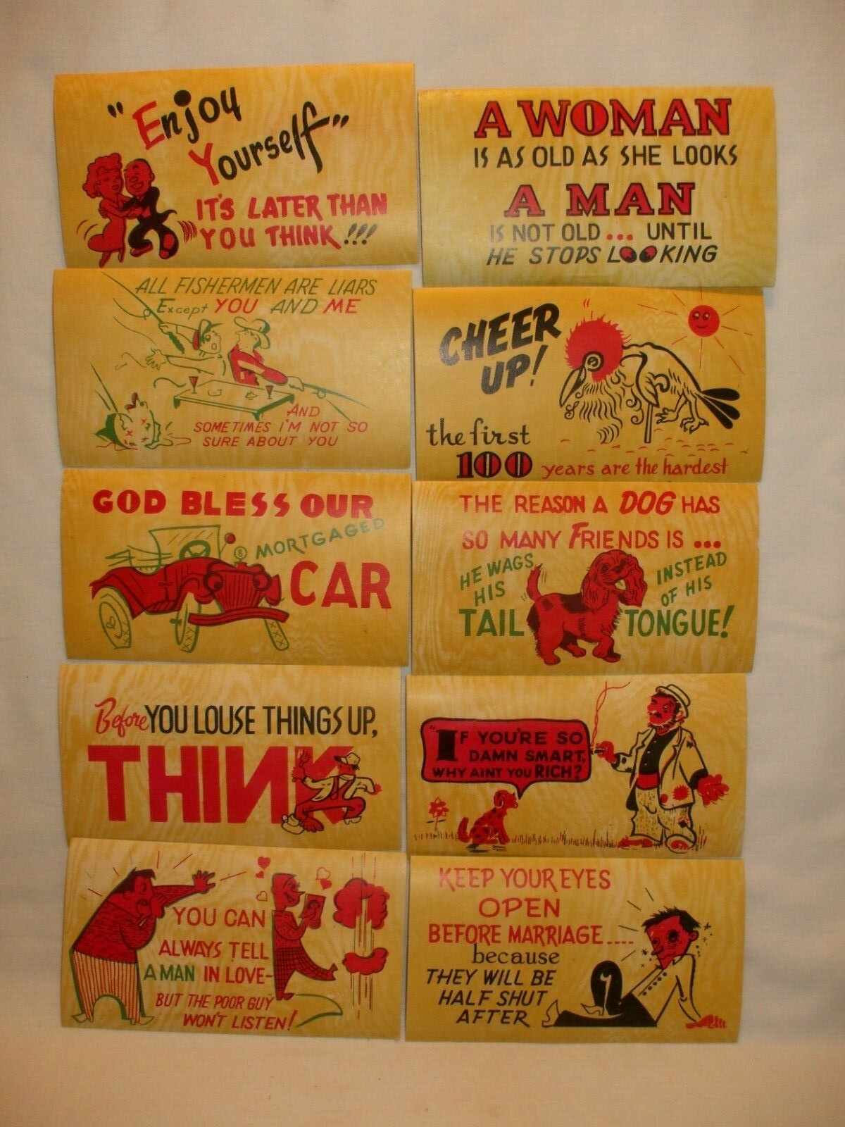 Vintage KOMIC KARD NOS Funny Postcards 10 Count 1958 to 1963 Era Humor ...