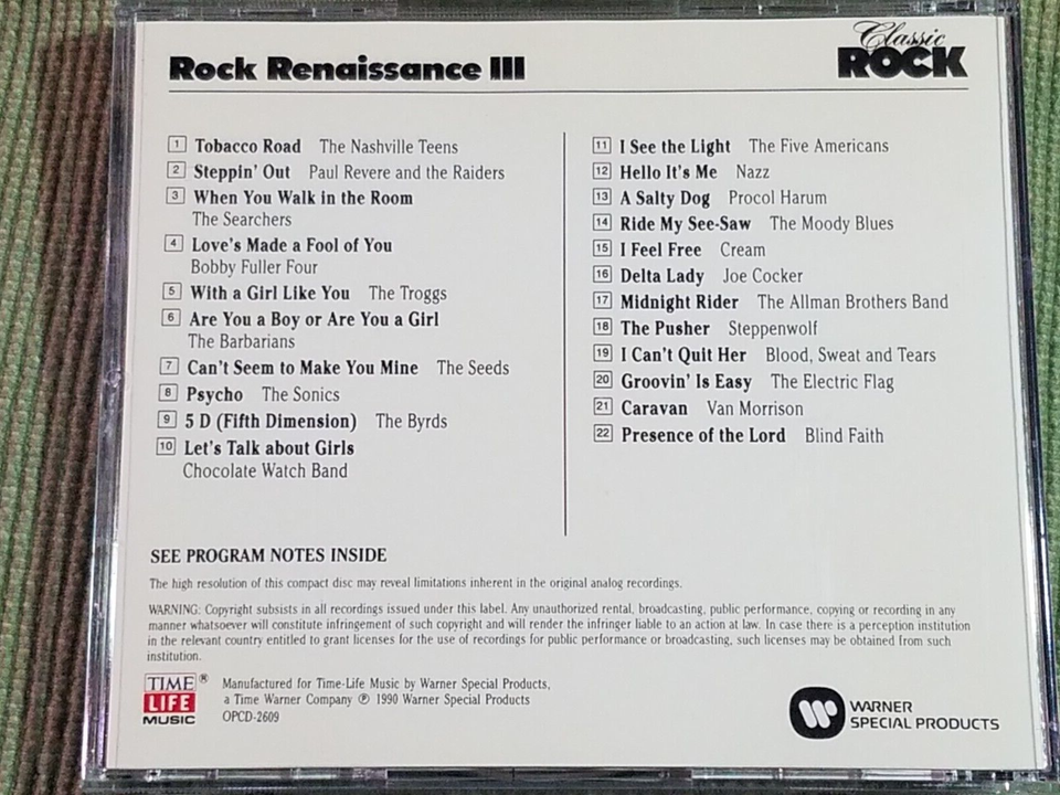 TIME LIFE MUSIC CLASSIC ROCK-ROCK RENAISSANCE III 22 TRACK CD FREE ...