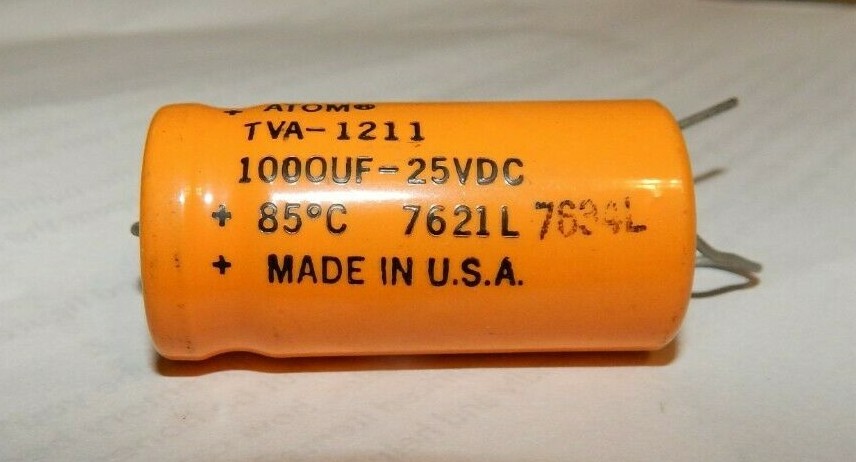 X3 Sprague Atom 1000uf 25vdc Electrolytic Capacitors TVA 1211 for sale ...