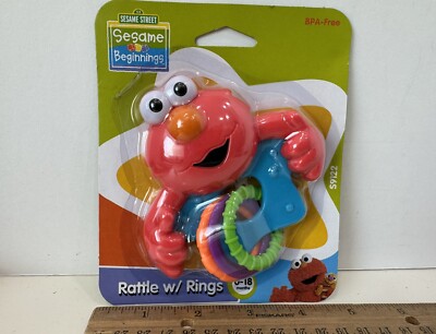 Sesame Street Beginnings, Elmo Rattle With Rings 0-18 Months BPA Free ...