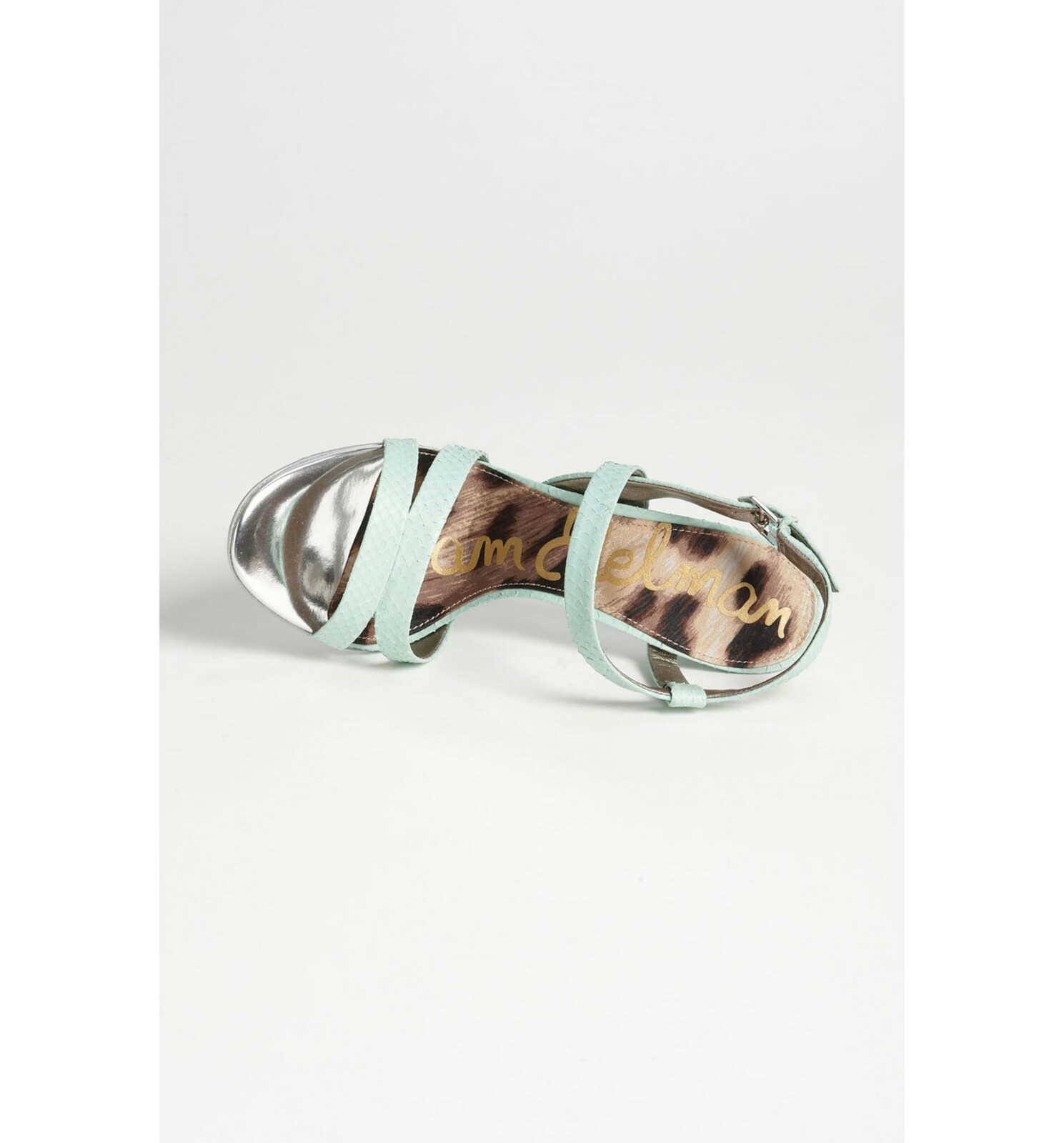 Sam Edelman Abbott Heel Light Green Snake sandals strappy Shoes Leather ...