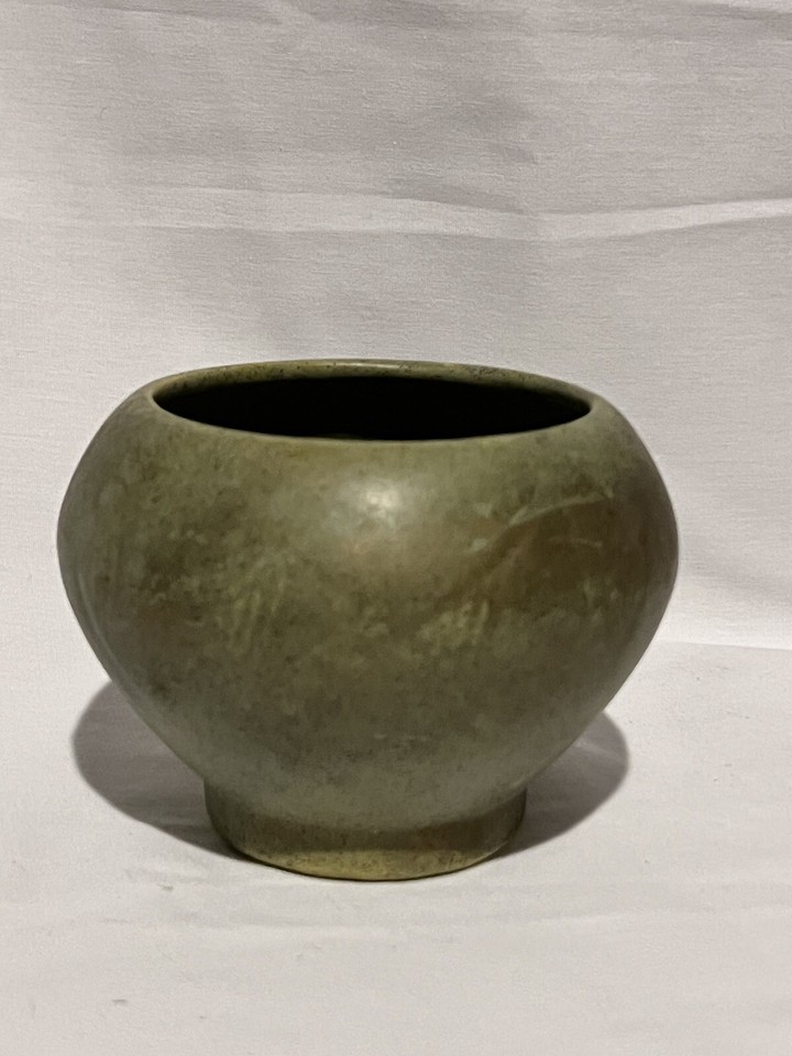 Vtg McCoy Floraline Pottery USA 415 Speckled Olive Green w/ Brushed ...