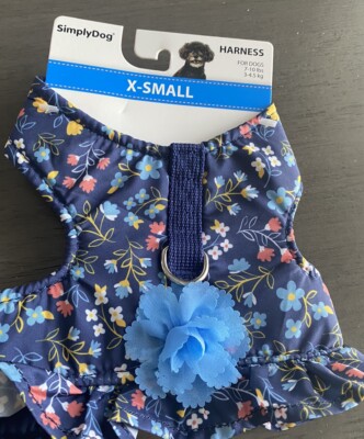 SIMPLY DOG BLUE-PINK FLOWER RUFFLE Harness Puppy/Dog XSMALL NWT | eBay