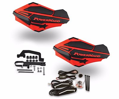Powermadd Sentinel LED Handguards Red Black Mount Kit Ski Doo Hayes ...