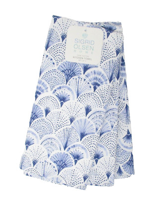 Sigrid Olsen Kitchen Towels Set of 3 dish hand Scallop Shells blue ...