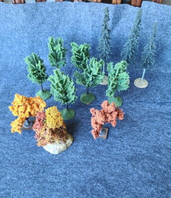 12 Landscape Model Pine Trees Bushes FOW scenery terrain railroad 3" - 6.5" | eBay