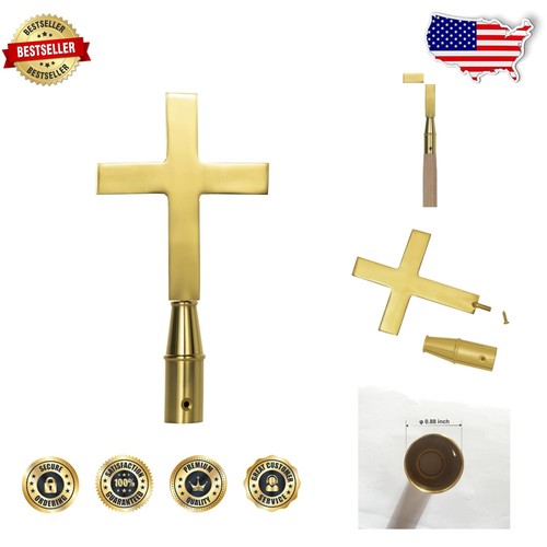 Elegant Gold Brass Church Cross for 1-Inch Flagpole Topper - Indoor ...