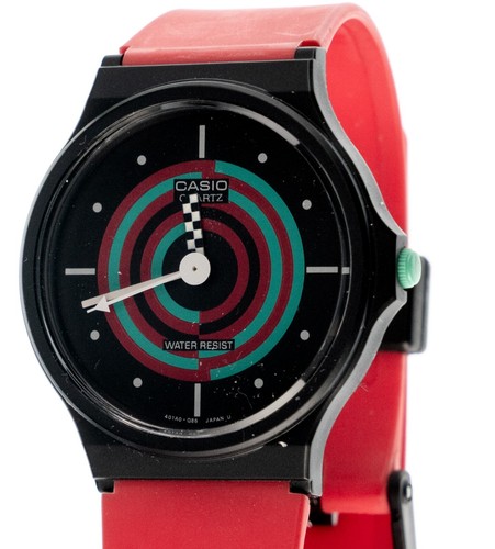 SUPER RARE Casio MQ-43 Vintage Analog Pop Art Watch Black Red Green ...