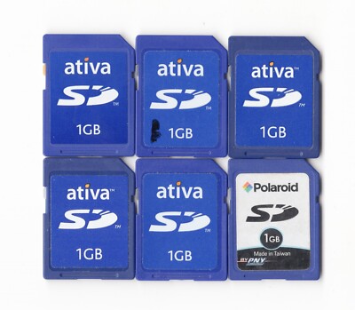 Lot Of 6x Ativa / Polaroid By PNY 1GB SD Camera Memory Cards | eBay