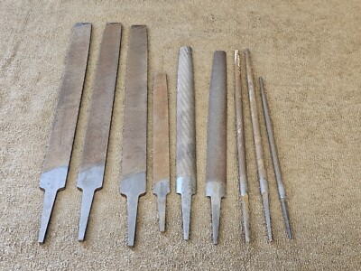 9 Johnson Bastard Flat Half Round File Set Metal Smooth Standard Coarse ...