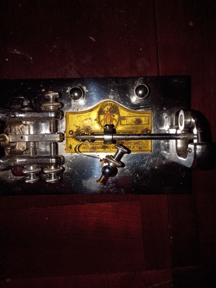 Vibroplex No. 250 Chrome Morse Code Keyer Red Paddle Yellow Label | eBay