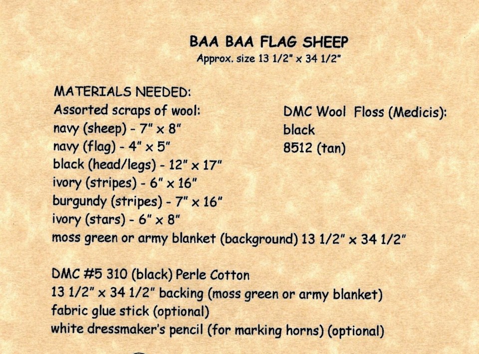 Baa Baa Flag Sheep Wool Folk Art Craft Pattern by Liberty Rose 223 | eBay