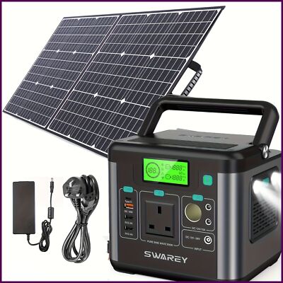 Swarey 300W Solar Power Station + Panel | 222Wh Portable Power Bank AC ...