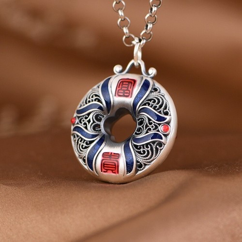 I05 Pendant Circle Disc With Magic Sign Lucky Charm Fine Silver 999 | eBay