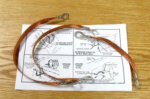 1955 1956 1957 CHEVY ENGINE & BODY GROUND STRAP KIT new ** USA MADE ...