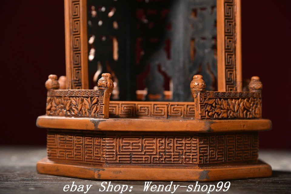 Old Chinese Dynasty Wood lacquerware Carve Lotus Flower Collect Fo Kan ...