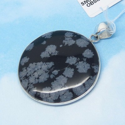 11.7g Snowflake Obsidian Pendant Sterling Silver 11331118 | eBay