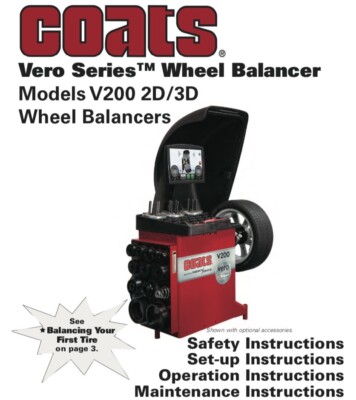 COATS VERO SERIES V200 2D/3D TIRE/WHEEL BALANCER INSTRUCTION MANUAL on ...