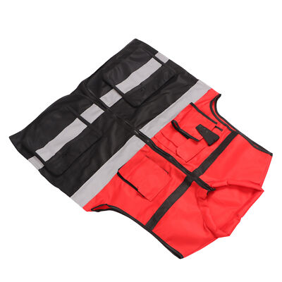 Safety Reflective Work Vest FreeSize Red Black Blocking Zipper Front ...