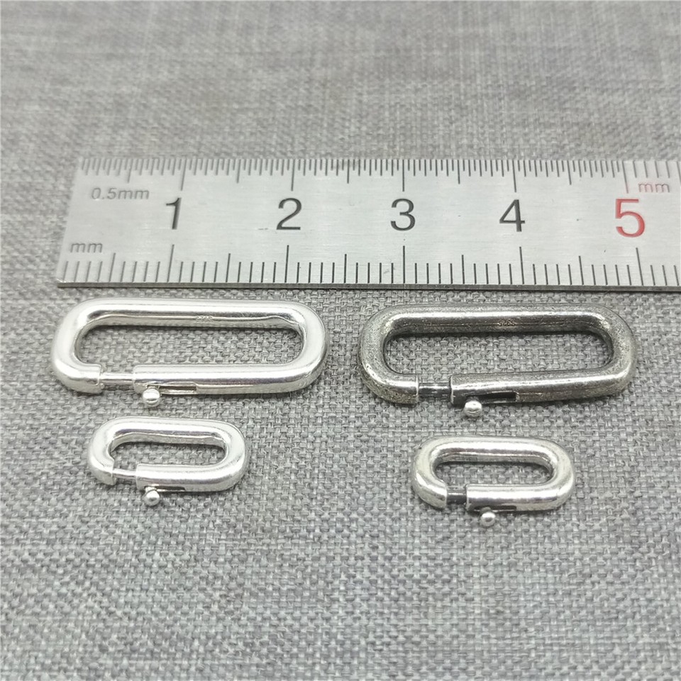 2pcs 925 Sterling Silver Oval Spring Ring Trigger Clasps for Bracelet ...
