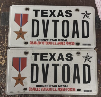 TEXAS DISABLED VETERAN U.S. ARMED FORCES LICENSE PLATE Expired DVTOAD ...