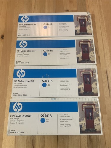 4x OEM Genuine HP Color LaserJet Print Cartridge Cyan Q3961A for 2550 ...