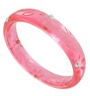Bracelet Bangle Pink Clear Lucite Rhinestone Flower - Womens Standard ...