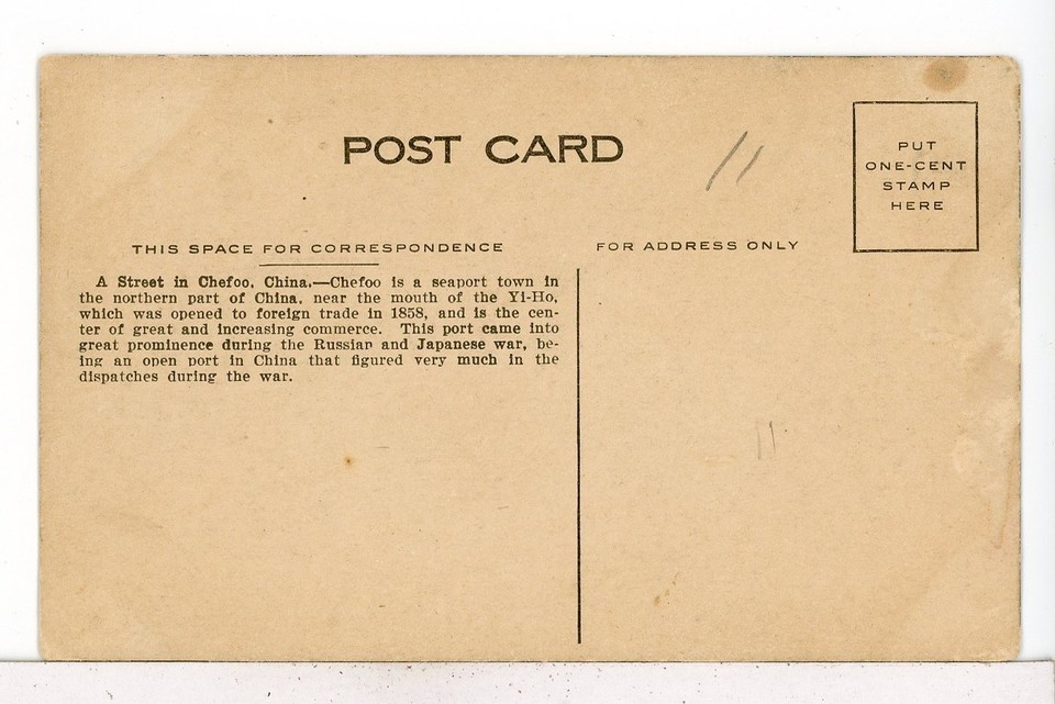 A Street in Chefoo, (Yantai) China 1907 - 1915 Postcard | eBay