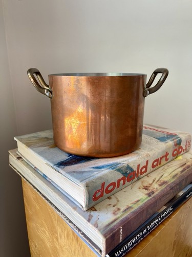 Vintage ? Small Copper Pan Pot with Brass Handles 9”x 5.75” - See ...