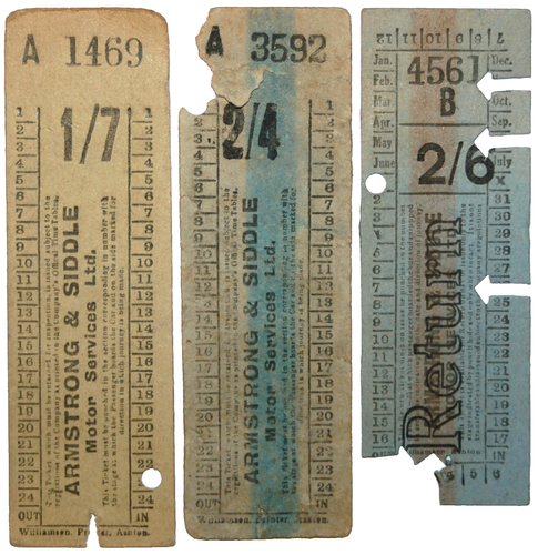 Armstrong & Siddle Motor Services, Ltd, 1/7, 2/4, 2/6 Bus Tickets ...