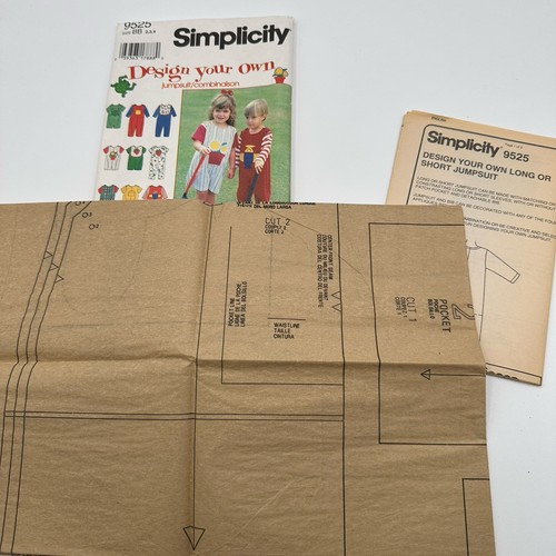Simplicity Sewing Pattern Kids Jumpsuit Bib Size BB 2 3 4 #9525 Vintage ...
