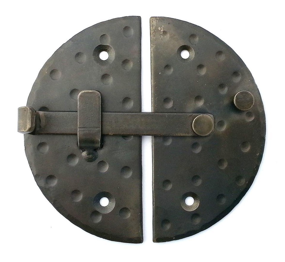 Handmade 4.7" Round Cabinet Door Latch Black Rustic Antique Iron ...
