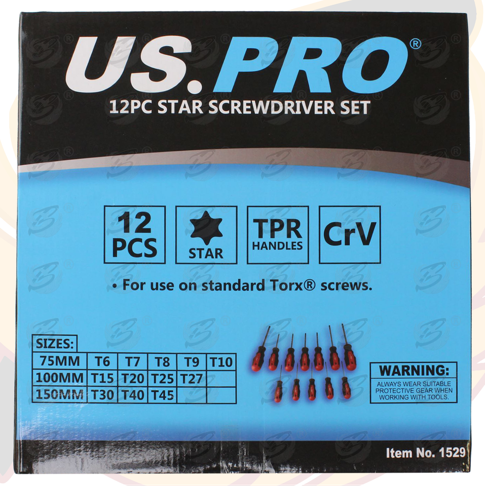 US PRO Magnetic TORX Screwdriver Set 12pc Star Tork Tool Set T6 - T45 ...