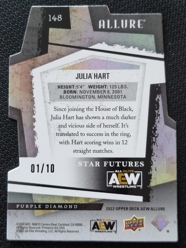 2022 AEW Julia Hart Purple Diamond /10 Star Futures Upper Deck ALLURE ...